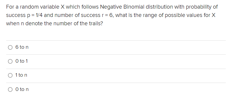 Solved For a random variable X which follows Negative | Chegg.com
