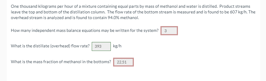 Solved One thousand kilograms per hour of a mixture | Chegg.com