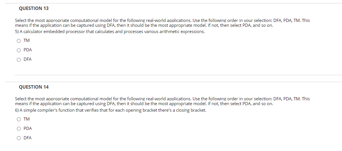 Solved QUESTION 13 Select the most appropriate computational | Chegg.com
