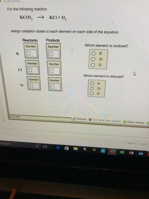 Solved For the following reaction KC10, --> KCI+02 assign | Chegg.com
