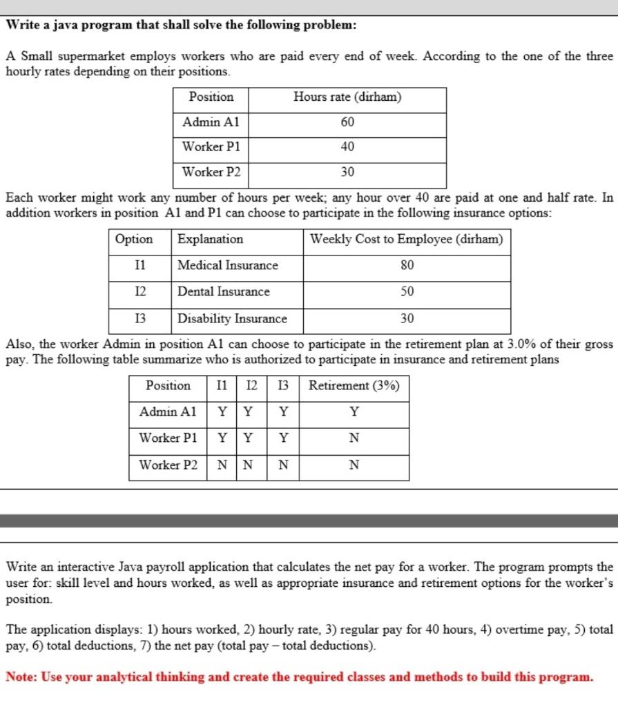 Solved Write a java program that shall solve the following | Chegg.com