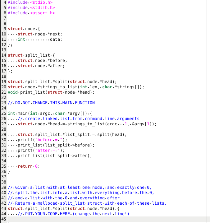 Solved split is given one argument, head. head is the | Chegg.com