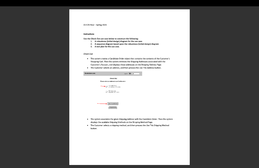 Solved Irstructians Use the Check Out use case below to | Chegg.com