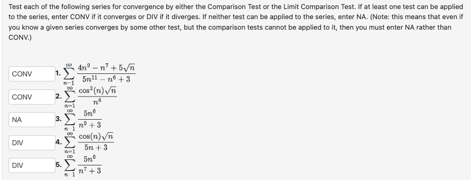 Solved Test each of the following series for convergence by | Chegg.com