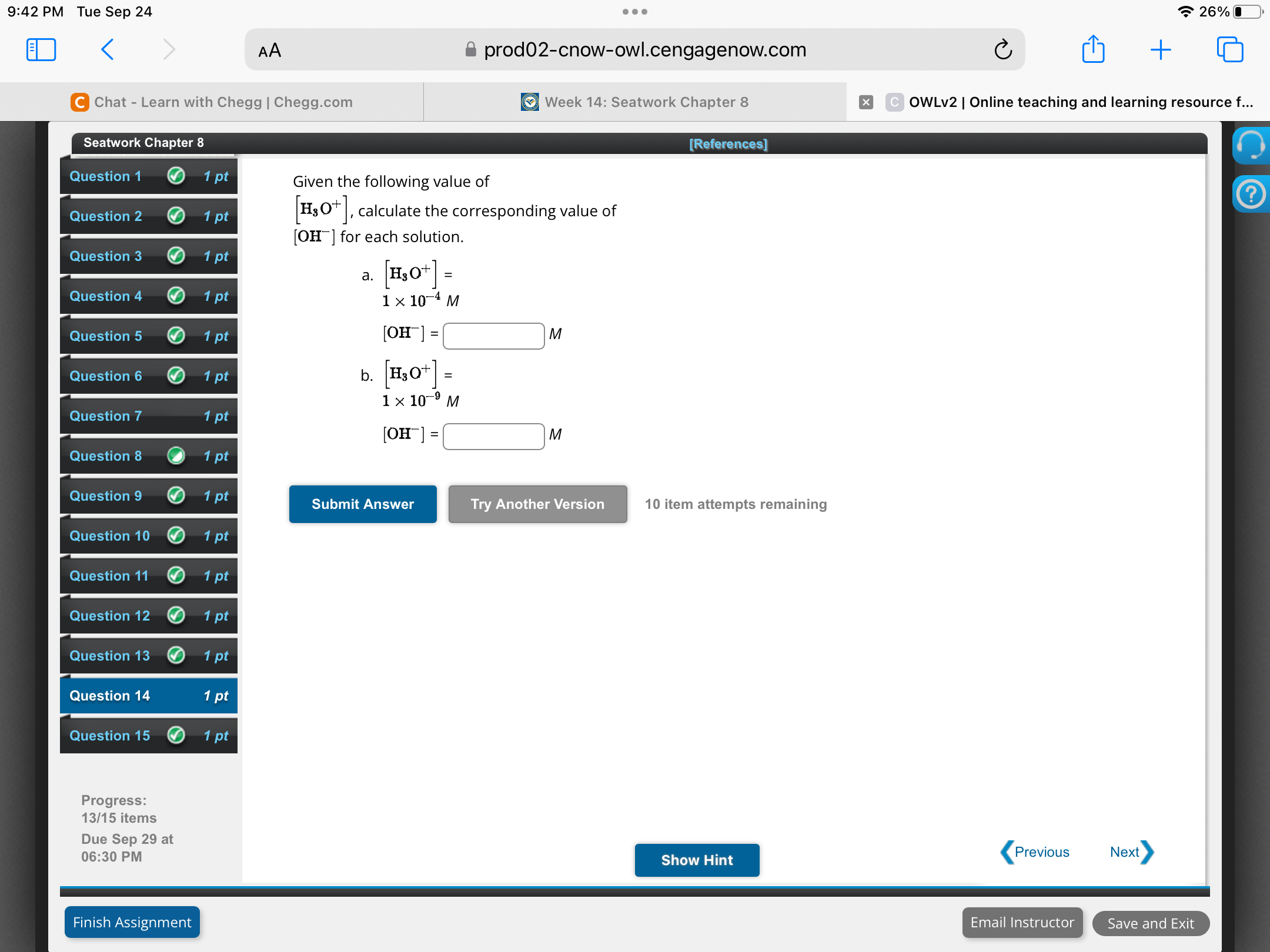 Solved Given the following value ofH3O+, ﻿calculate the | Chegg.com