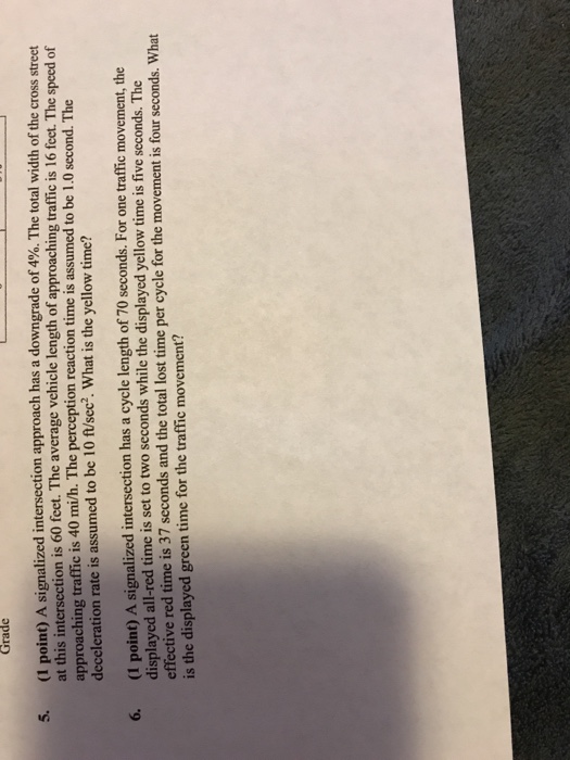 Solved Grade (1 point) A signalized intersection approach | Chegg.com