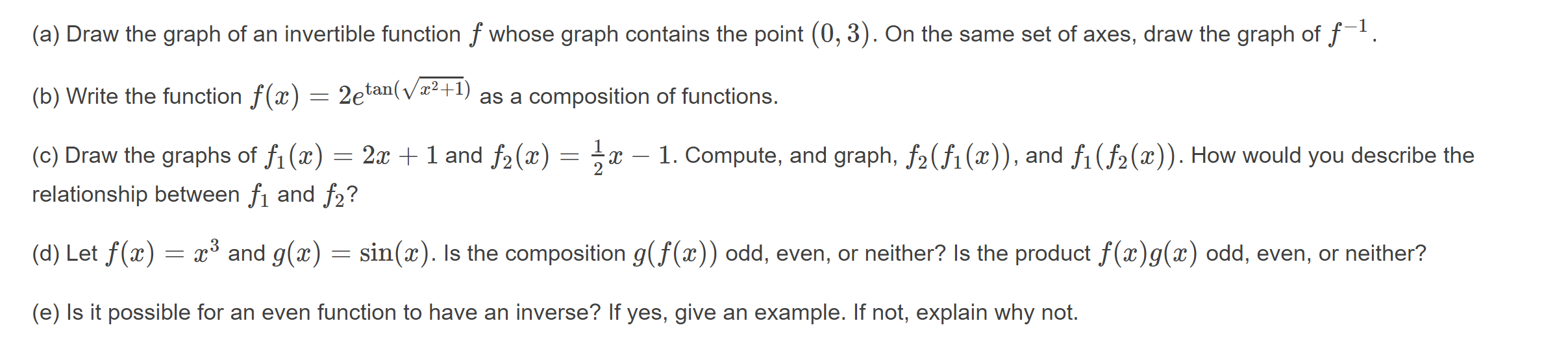 Solved (a) Draw the graph of an invertible function ff | Chegg.com