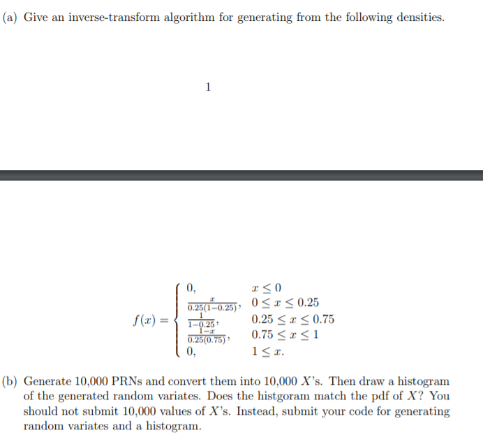 (a) Give an inverse-transform algorithm for | Chegg.com