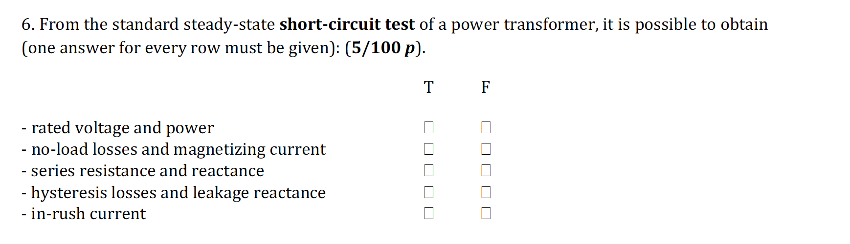Solved 6 From The Standard Steady State Short Circuit Test