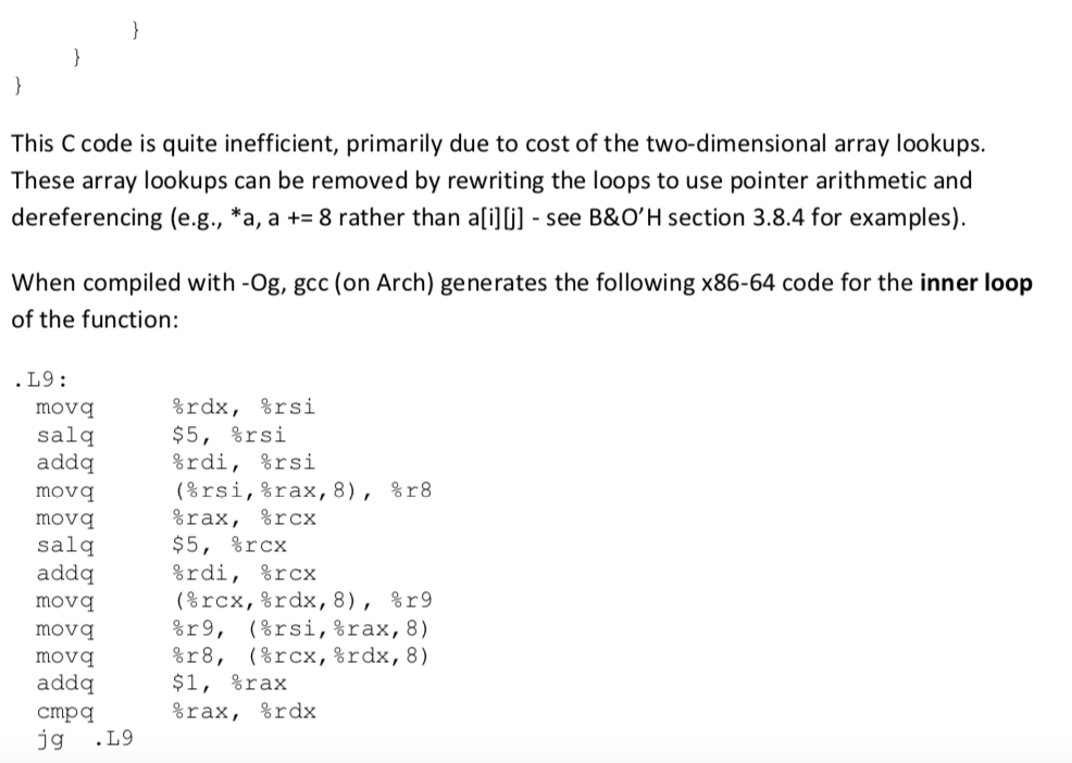 Solved 4. [30] The following C code transposes the elements | Chegg.com