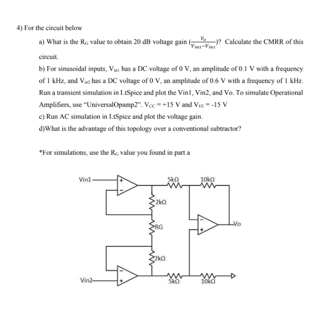 Solved For the circuit belowaRG ﻿value to ﻿obtain 20 dB | Chegg.com