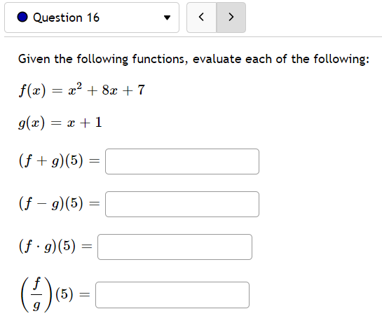 Solved Given the following functions, evaluate each of the | Chegg.com