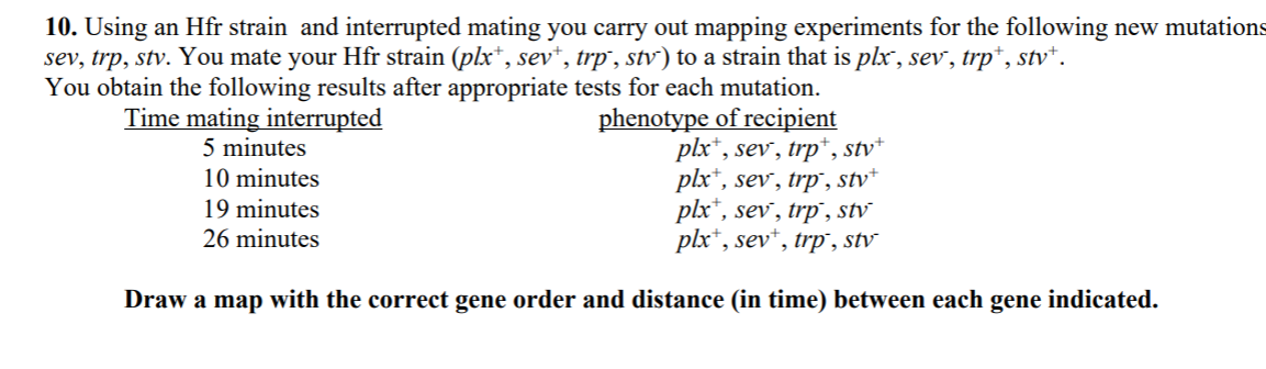Solved Using an Hfr strain and interrupted mating you carry | Chegg.com