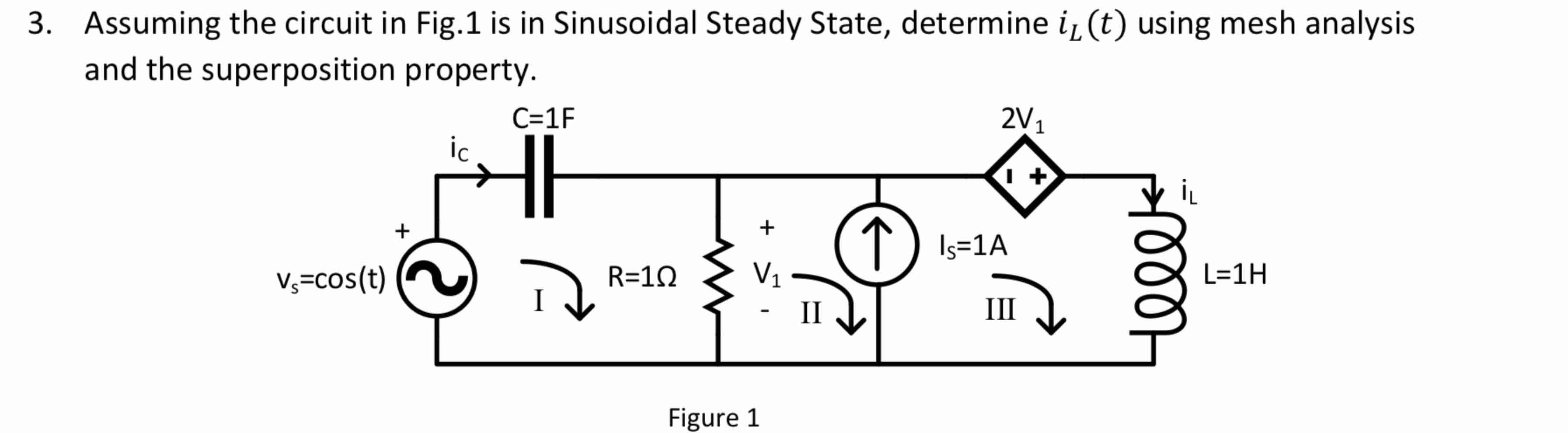 Solved 3. ﻿Assuming the circuit in Fig. 1 ﻿is in Sinusoidal | Chegg.com