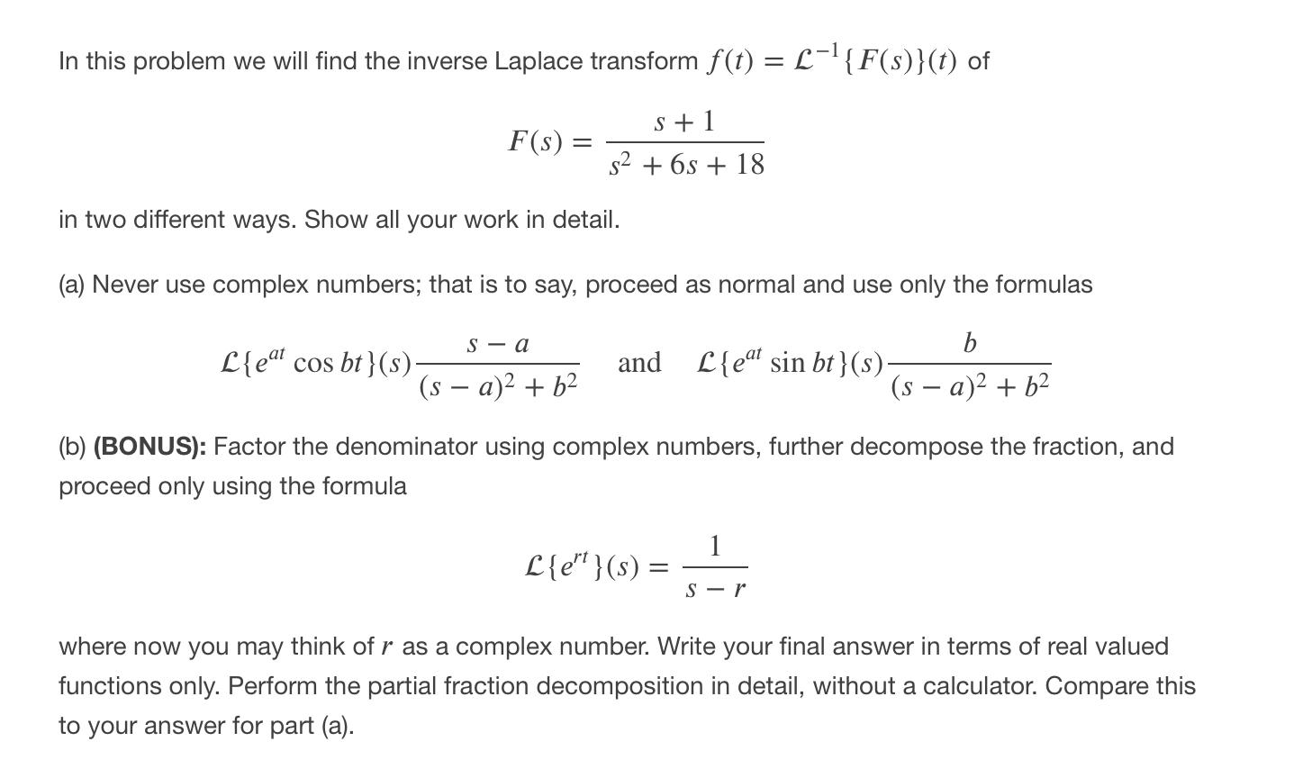 Solved In this problem we will find the inverse Laplace | Chegg.com