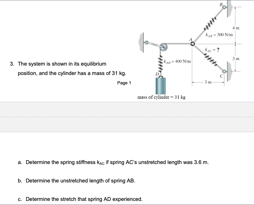 Solved The system is shown in its equilibrium position, and | Chegg.com