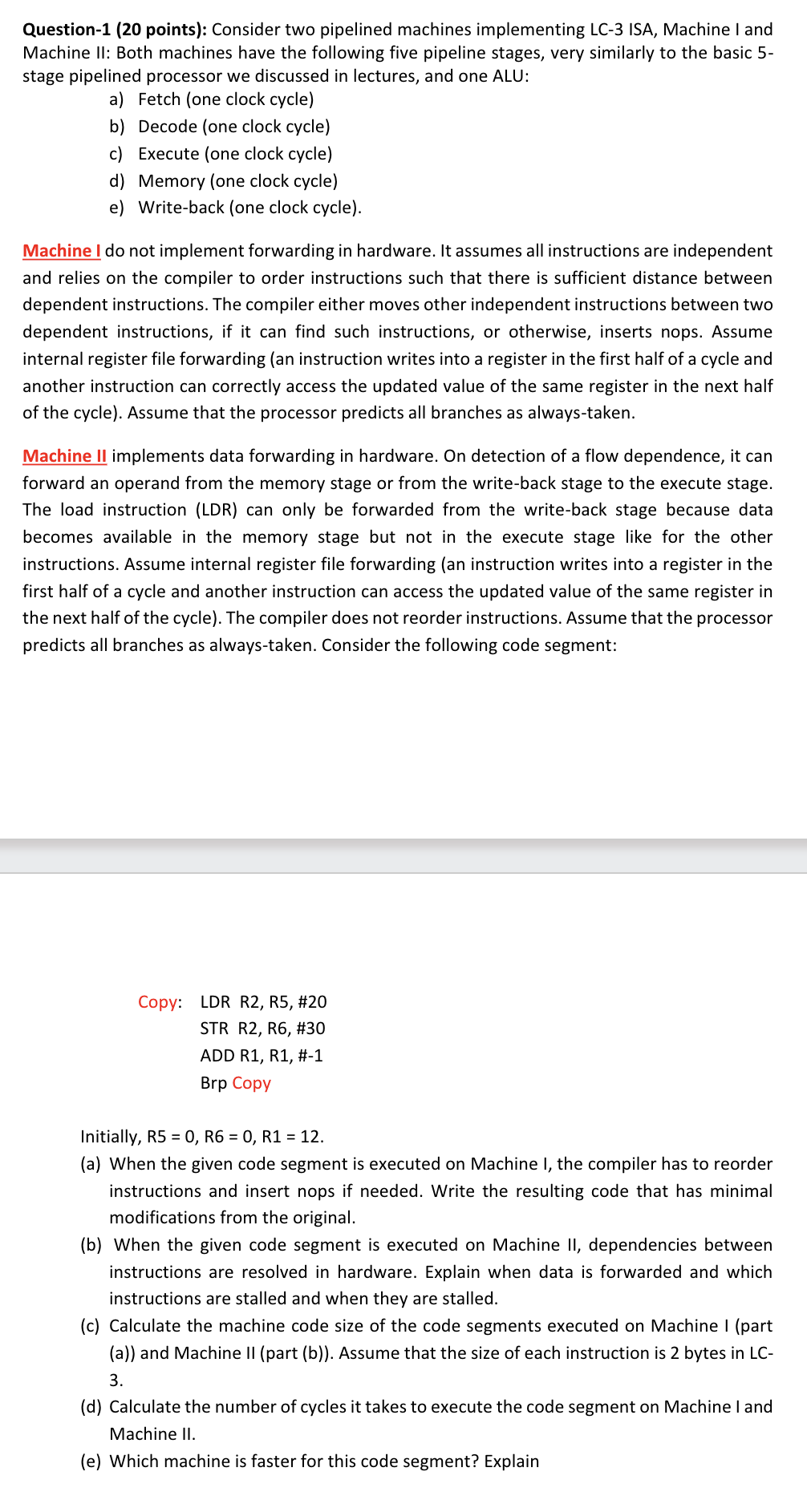 Solved Question-1 (20 ﻿points): Consider two pipelined | Chegg.com