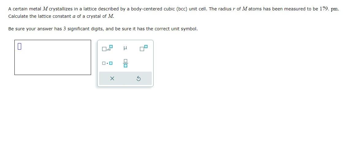 Solved A Certain Metal M Crystallizes In A Lattice Described