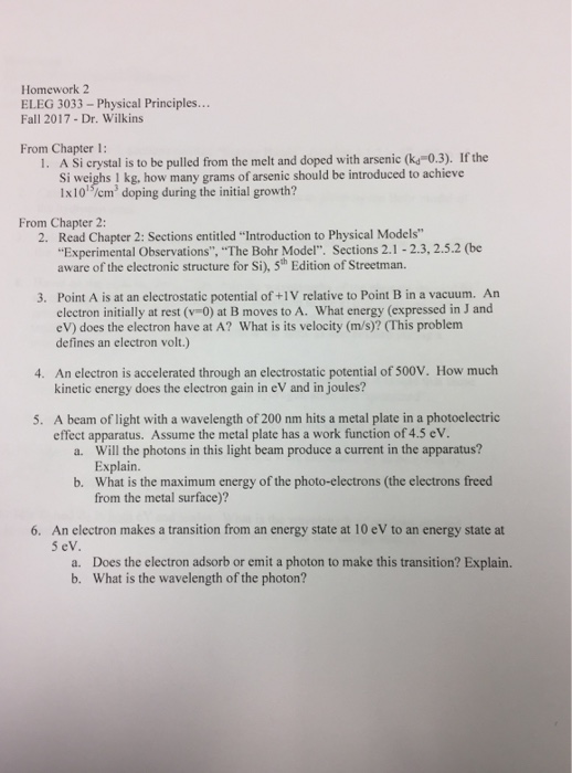Solved omework2 ELEG 3033 - Physical Principles... Fall | Chegg.com