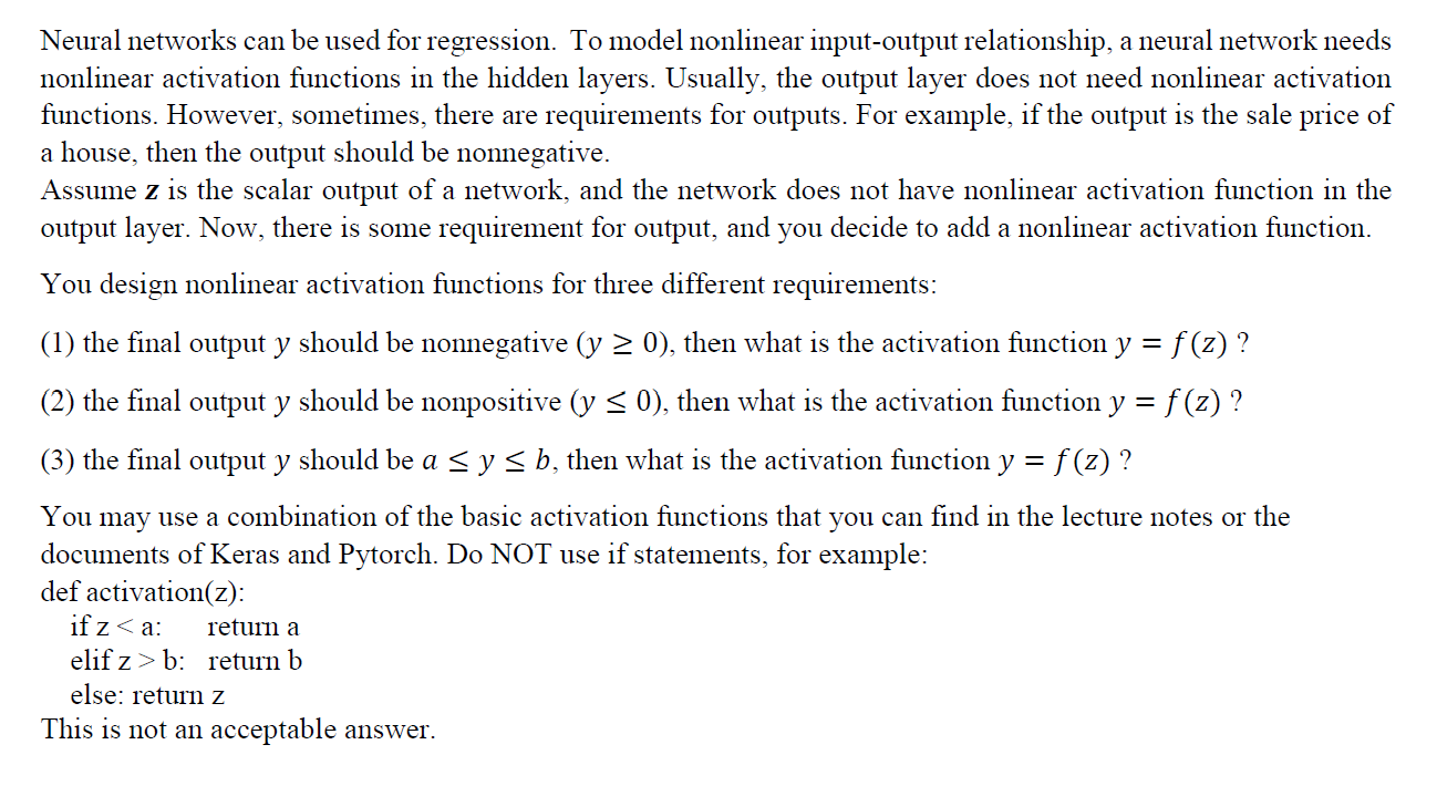 Solved Neural Networks Can Be Used For Regression To Model