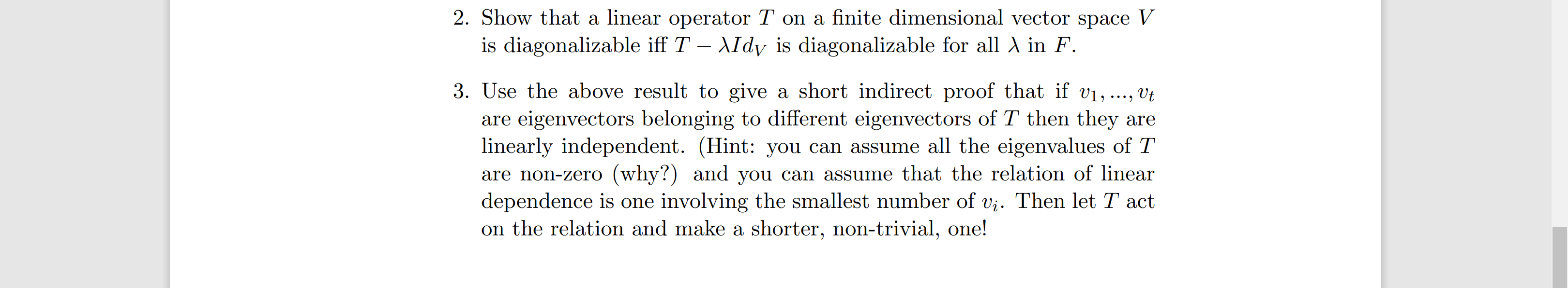 Solved 2. Show that a linear operator T on a finite | Chegg.com