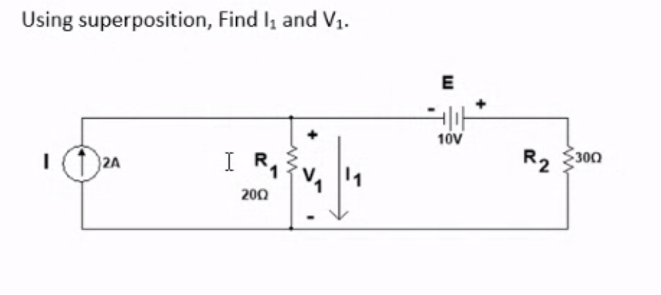 Solved Using superposition, Find I1 and V1. | Chegg.com