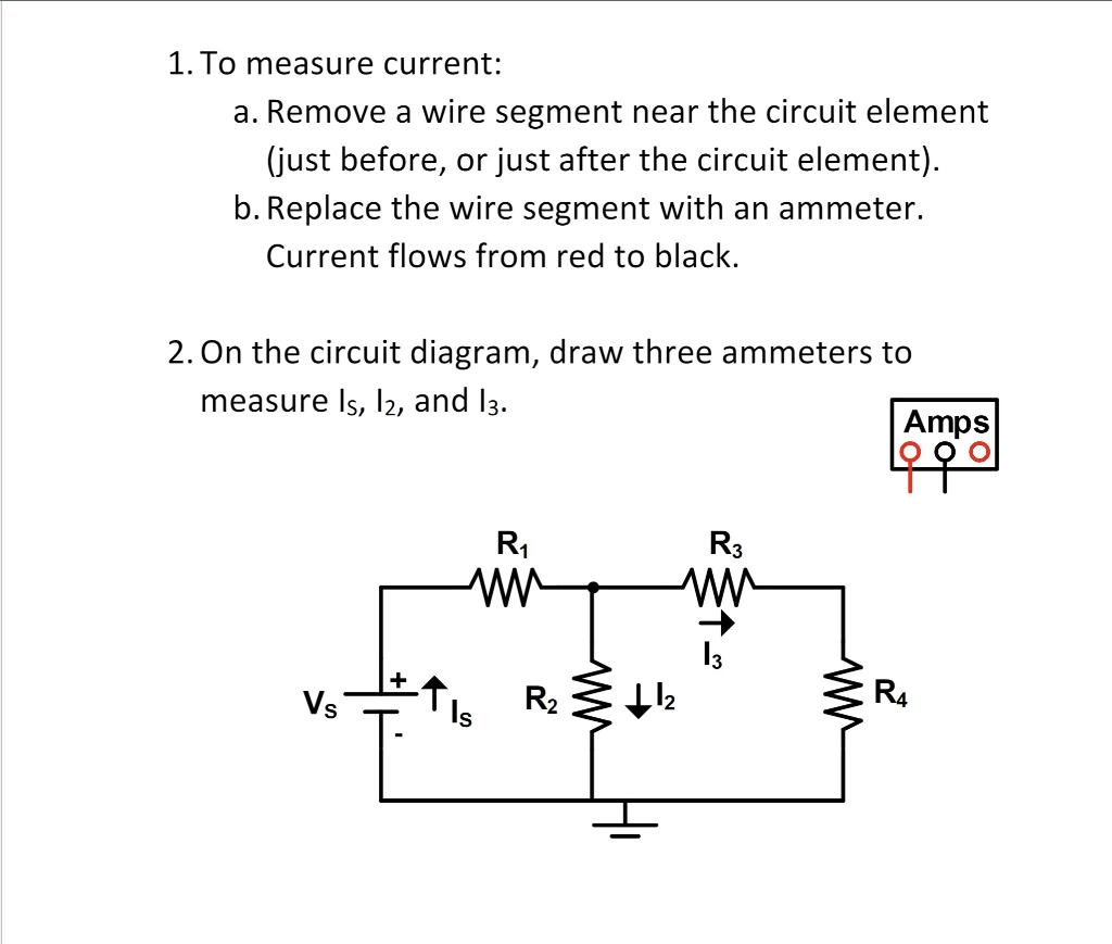 Solved 1. To measure current: a. Remove a wire segment near | Chegg.com