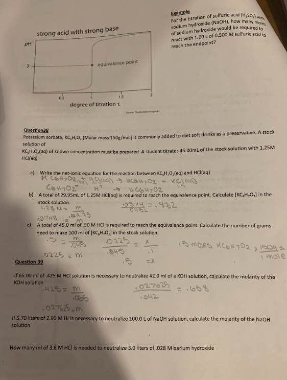 Solved Example For the titration of sulfuric acid (H2SO4) | Chegg.com
