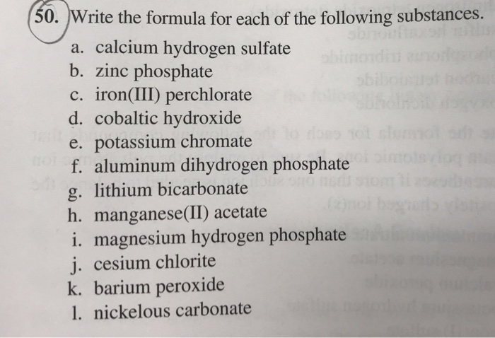 Solved 42 Write the formula for each of the following simple | Chegg.com