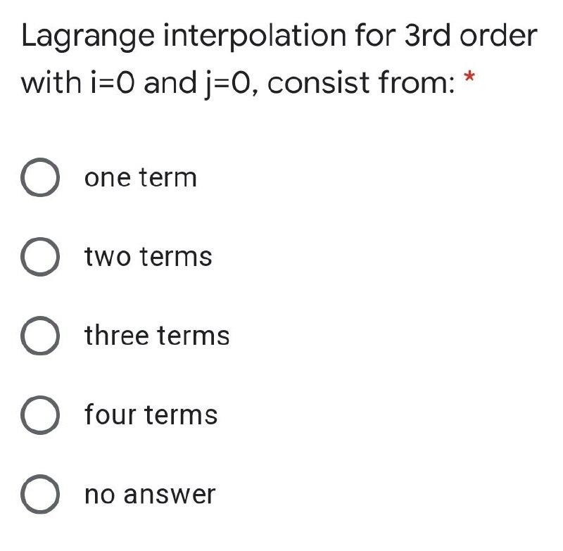 Lagrange interpolation for 3rd order with i=0 and | Chegg.com