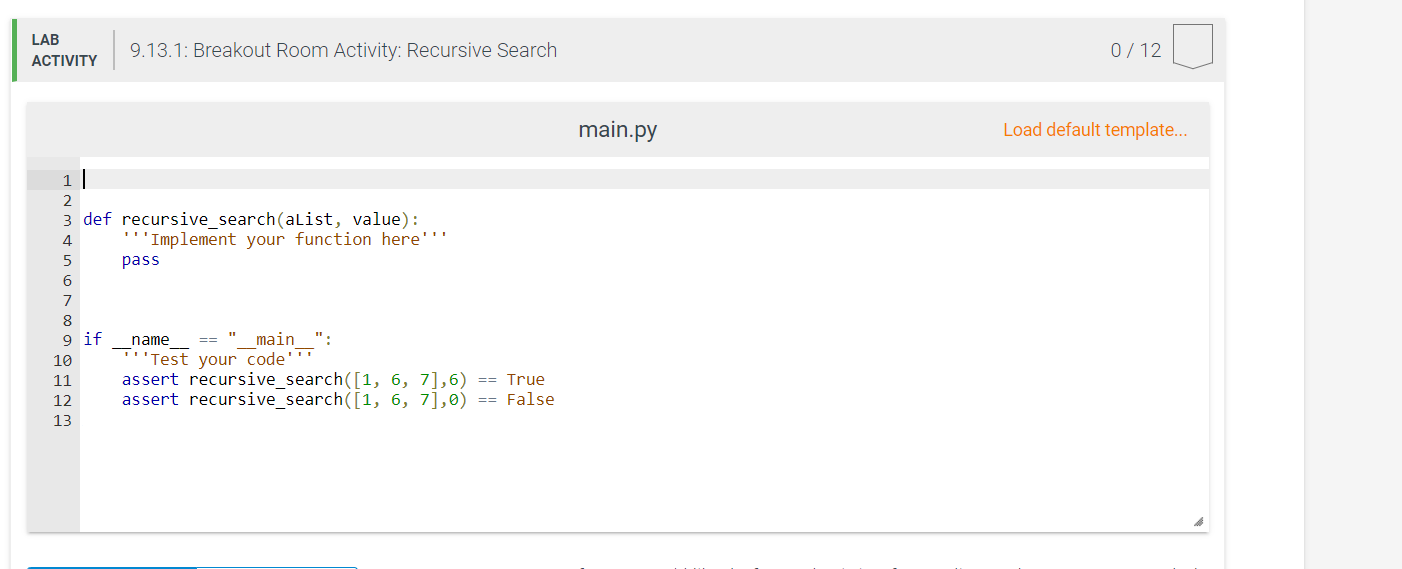 Solved Breakout Room Activity: Recursive Search Learning | Chegg.com
