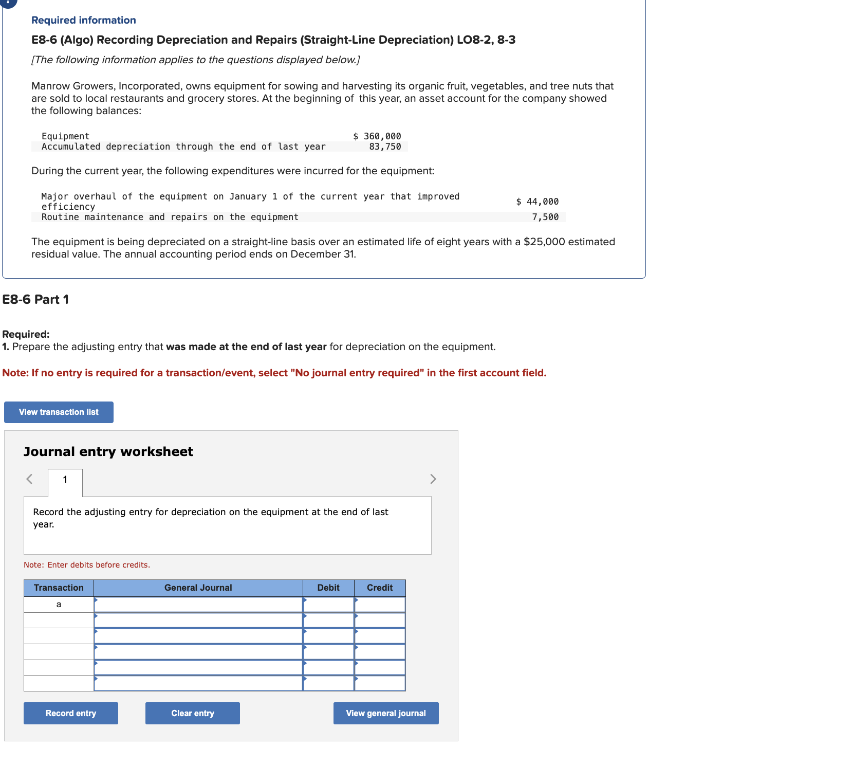 Solved Required information E8-6 (Algo) Recording | Chegg.com