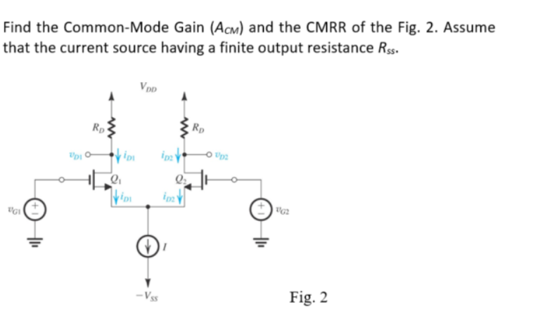 Solved Find the Common-Mode Gain (ACM) and the CMRR of the | Chegg.com