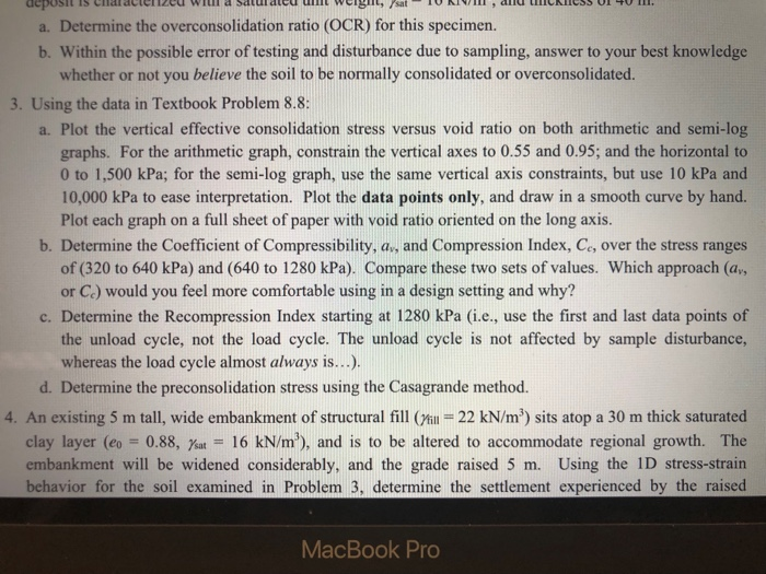 Determine the overconsolidation ratio (OCR) for this | Chegg.com