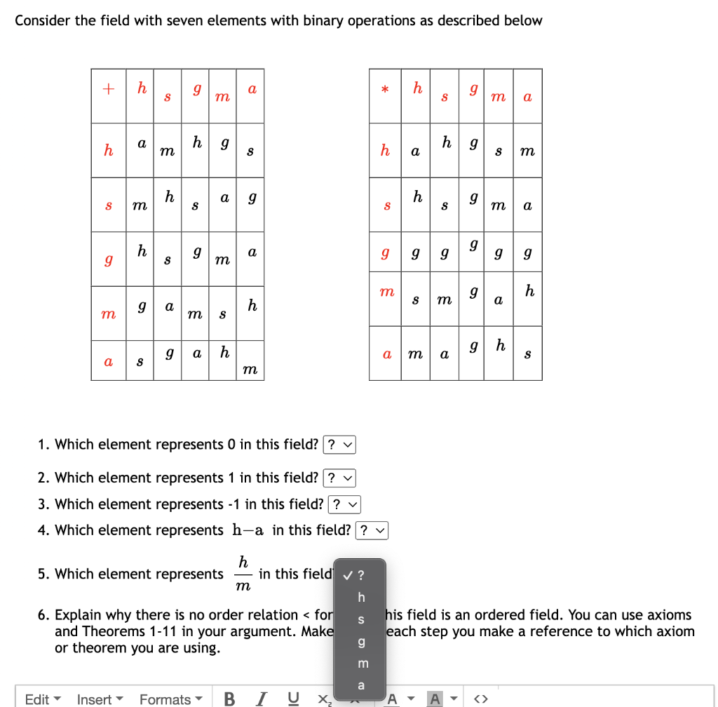 Solved Consider the field with seven elements with binary | Chegg.com