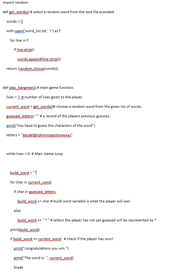 Solved Python 3 Hangman # I'm having trouble trying to | Chegg.com