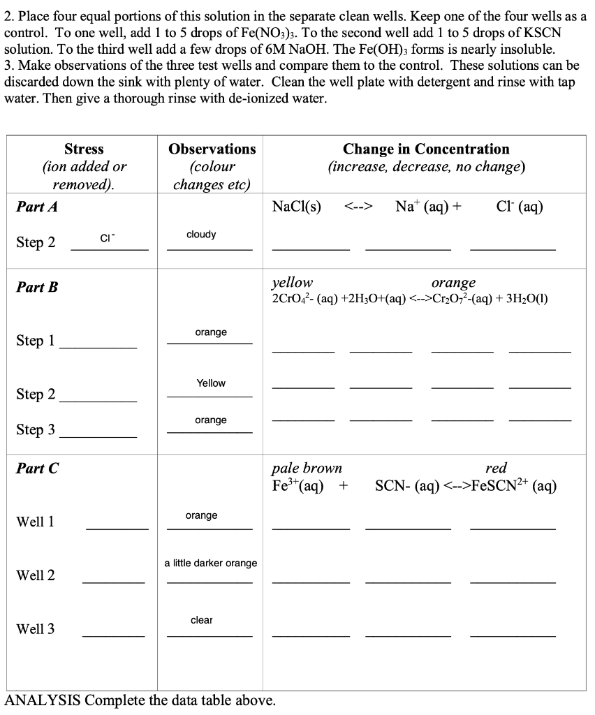 Solved PROCEDURE A Solubility Equilibrium for NaCl 1. In the | Chegg.com