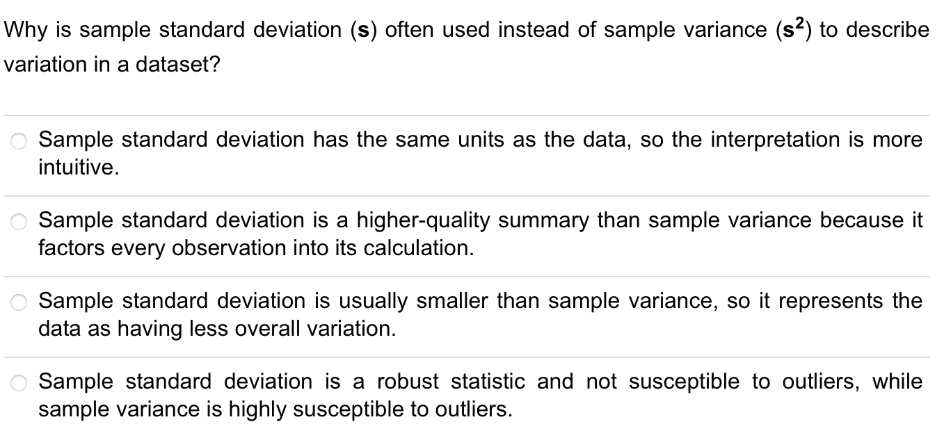 Solved Why is sample standard deviation (s) often used | Chegg.com