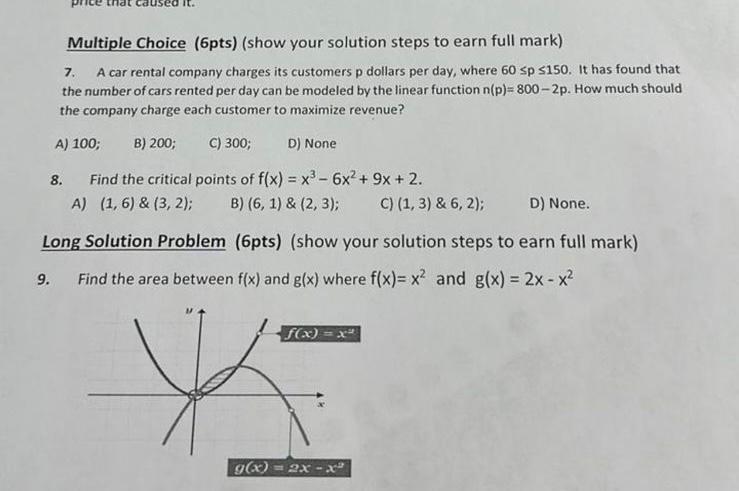 Solved 7. A car rental company charges its customers p | Chegg.com