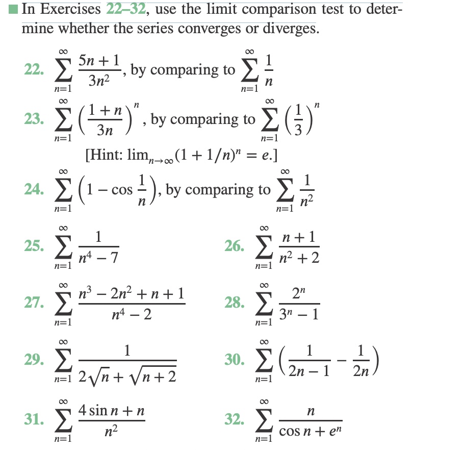 Solved In Exercises 22-32, use the limit comparison test to | Chegg.com