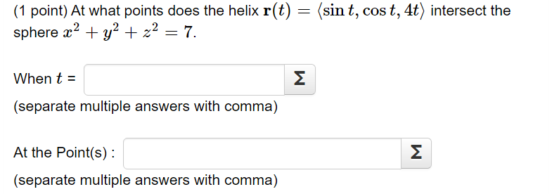 Solved At what points does the helix | Chegg.com