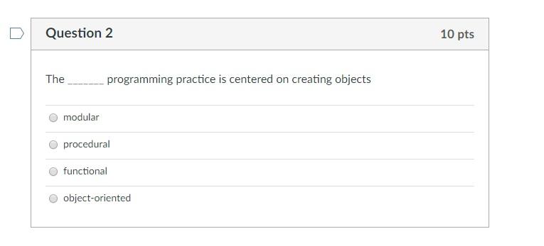 Solved Question 2 10 pts The programming practice is | Chegg.com
