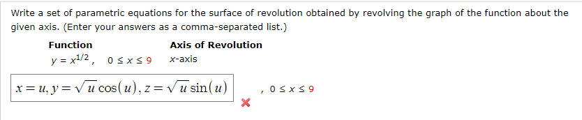 Solved Write a set of parametric equations for the surface | Chegg.com