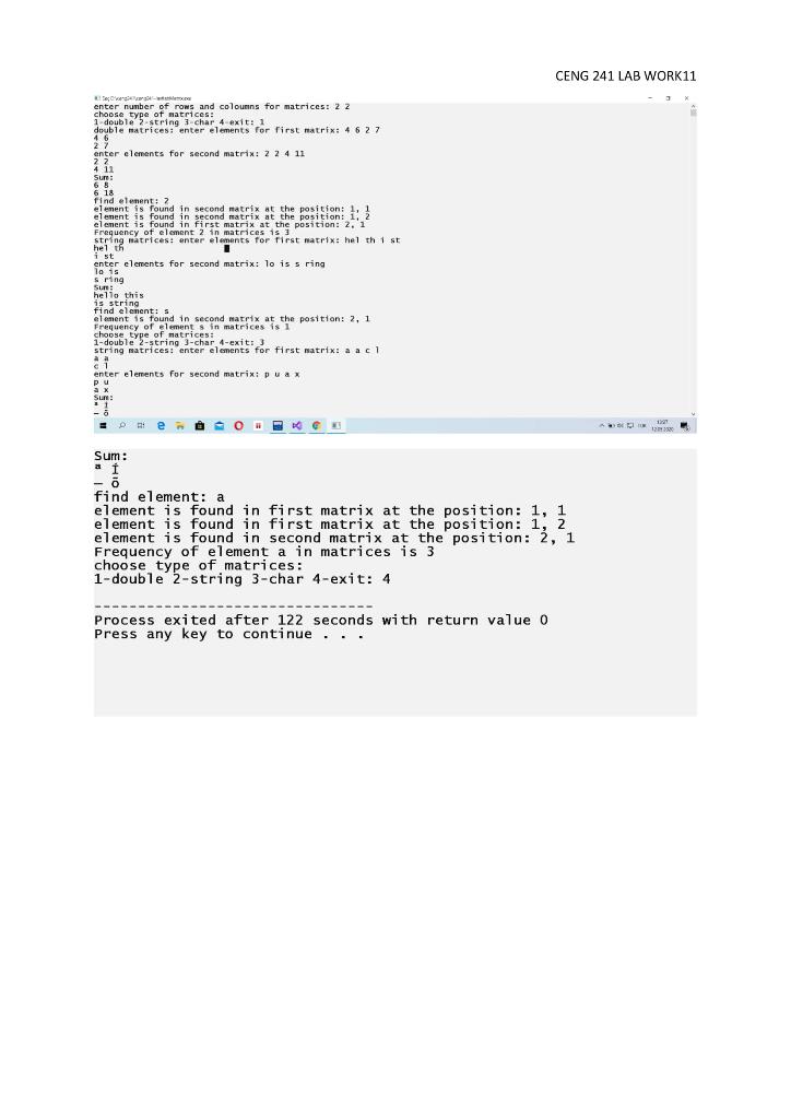 Solved Ceng 241 Lab Work11 Questions Question Write A C