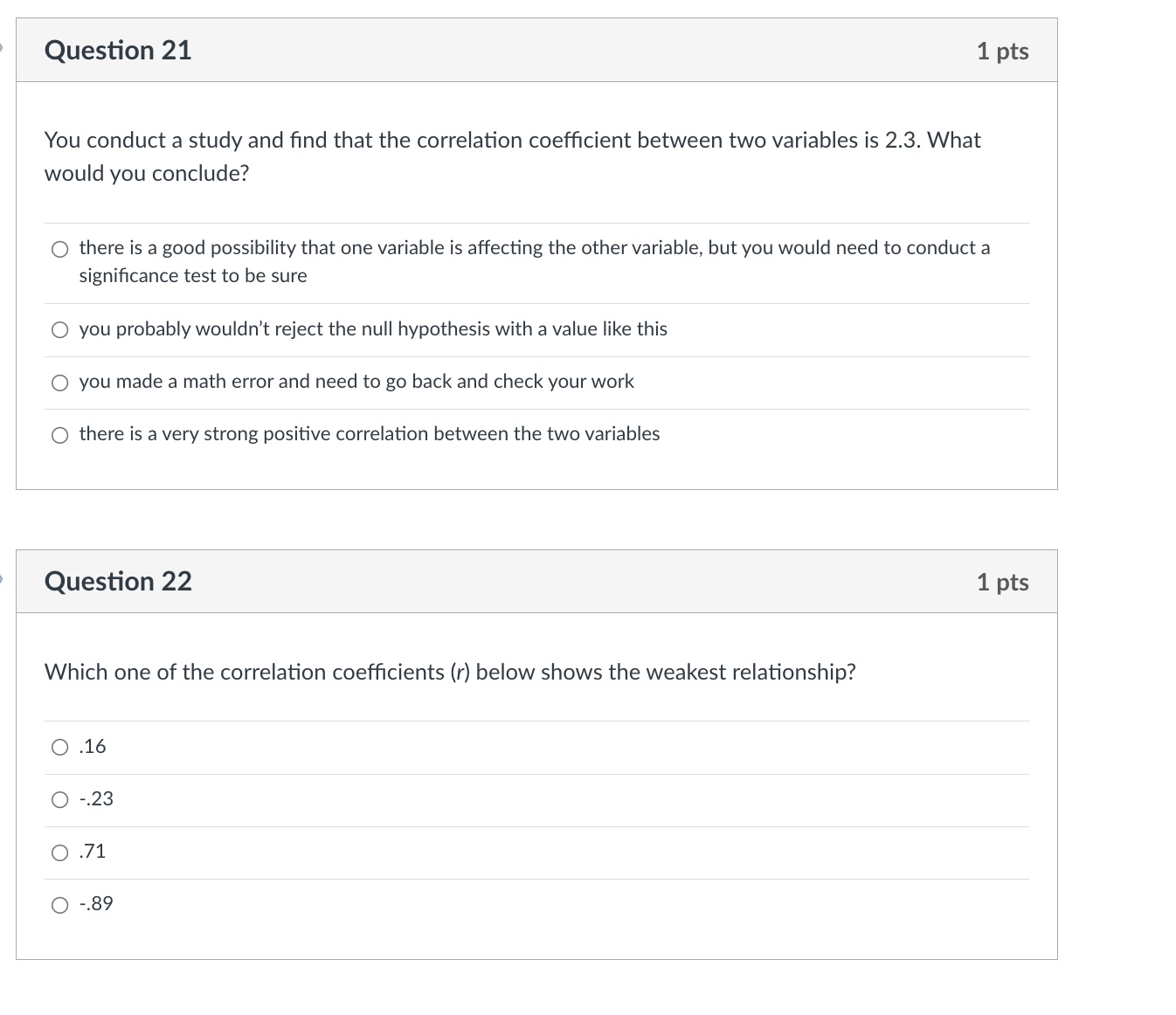 Solved You conduct a study and find that the correlation | Chegg.com