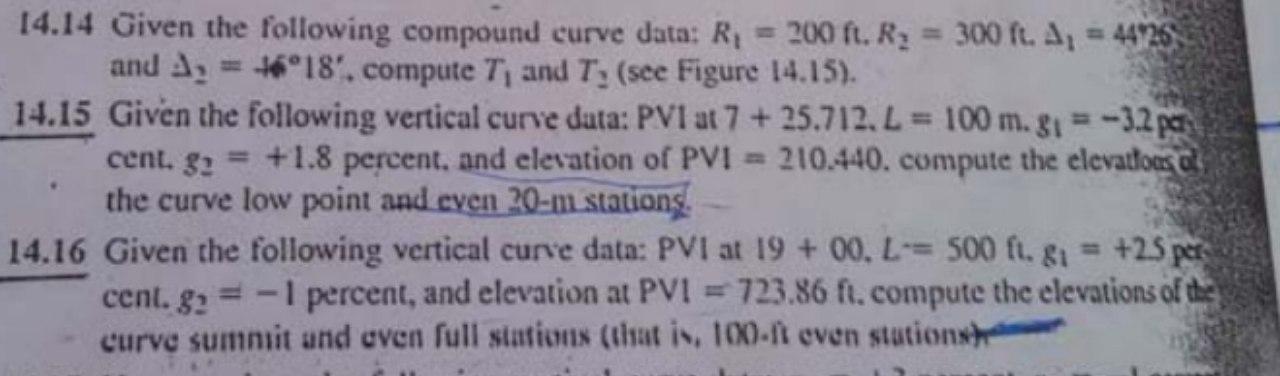 Solved 14.14 Given the following compound curve data: Ri = | Chegg.com