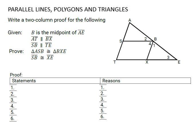 Solved PARALLEL LINES, POLYGONS AND TRIANGLES Write a | Chegg.com