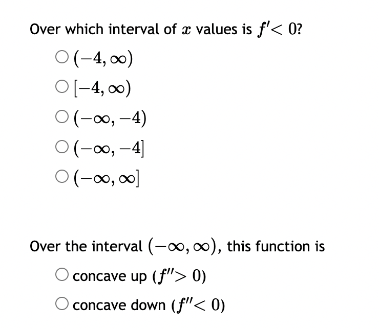 Solved Below is the function f(x). Over which interval of x | Chegg.com