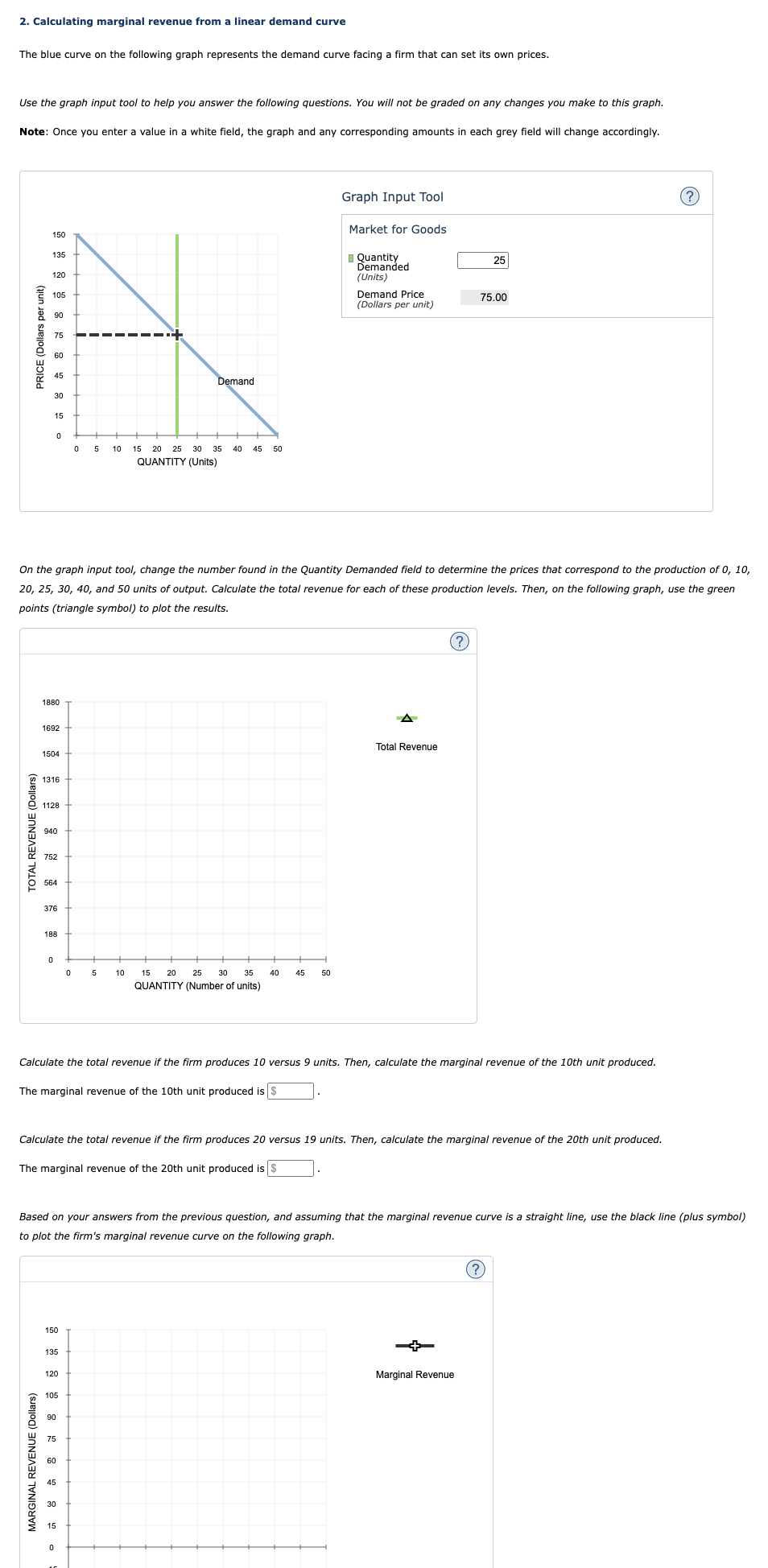 Solved 2. ﻿Calculating marginal revenue from a linear demand | Chegg.com