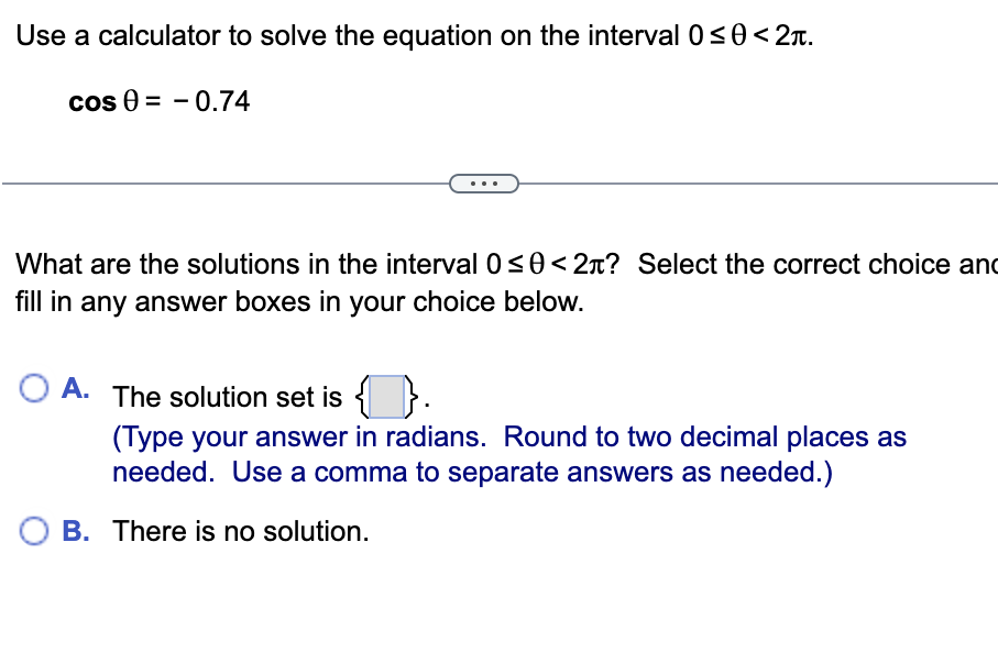 Solved Use a calculator to solve the equation on the | Chegg.com
